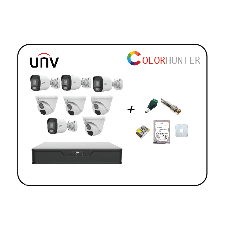 KIT DE 8 CAMERAS HD COLORHUNTER UNV 5MP